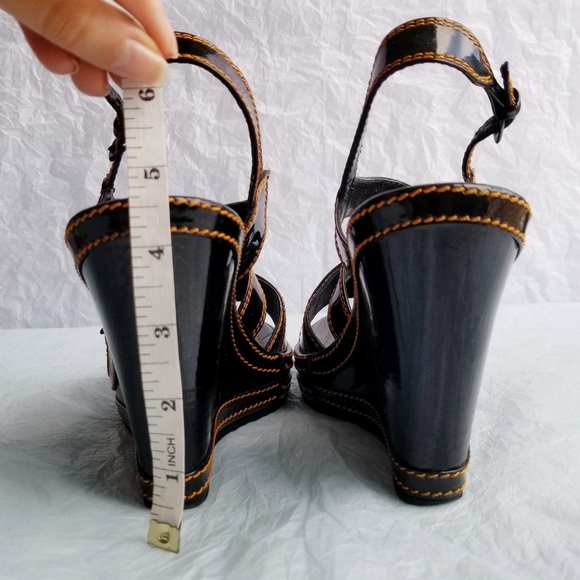 Fendi | Shoes | Fendi Patent Leather Wedge Sandals | Poshmark